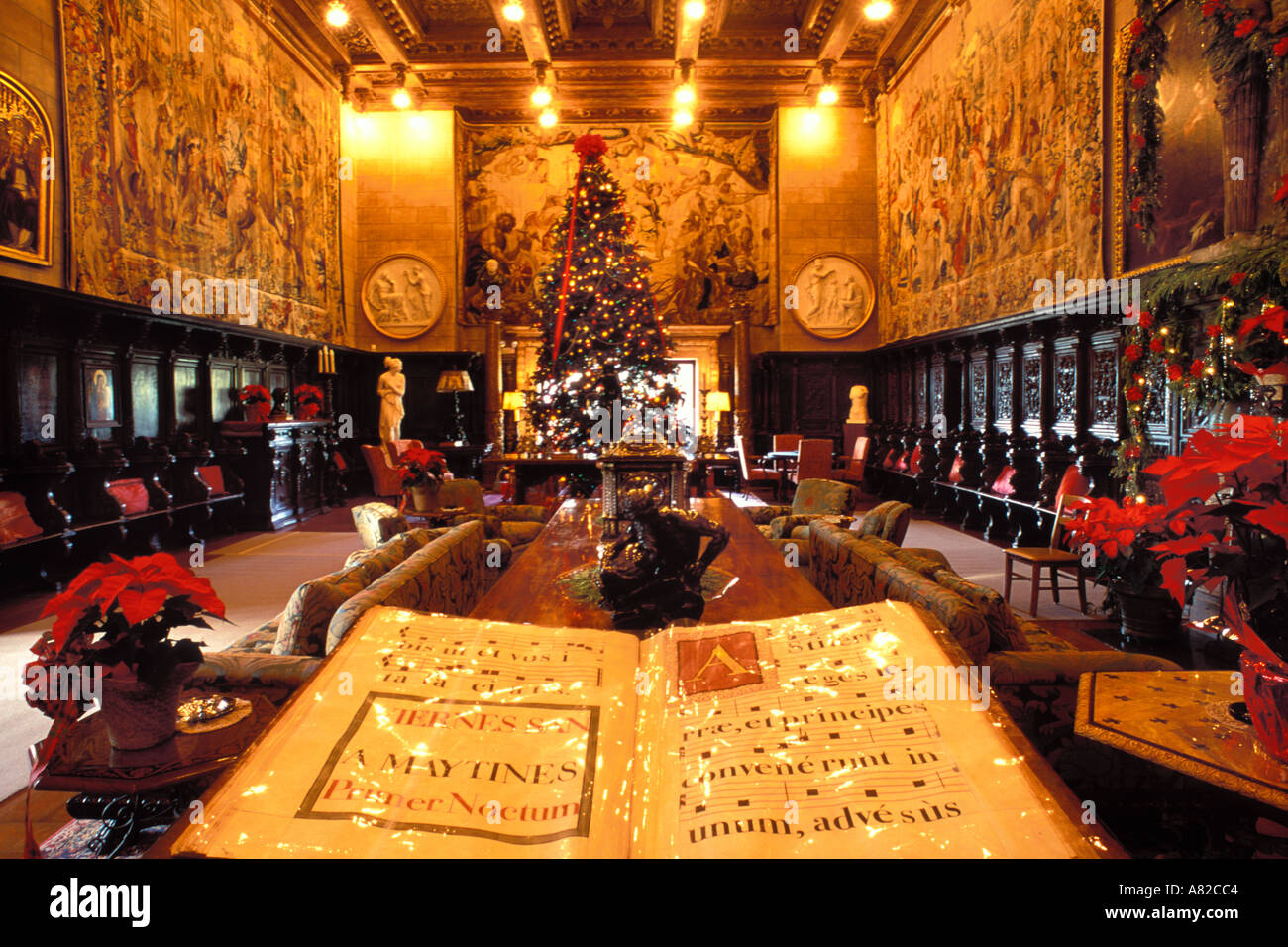 California, Hearst Castle, Assembly Room at Christmas Stock Photo - Alamy