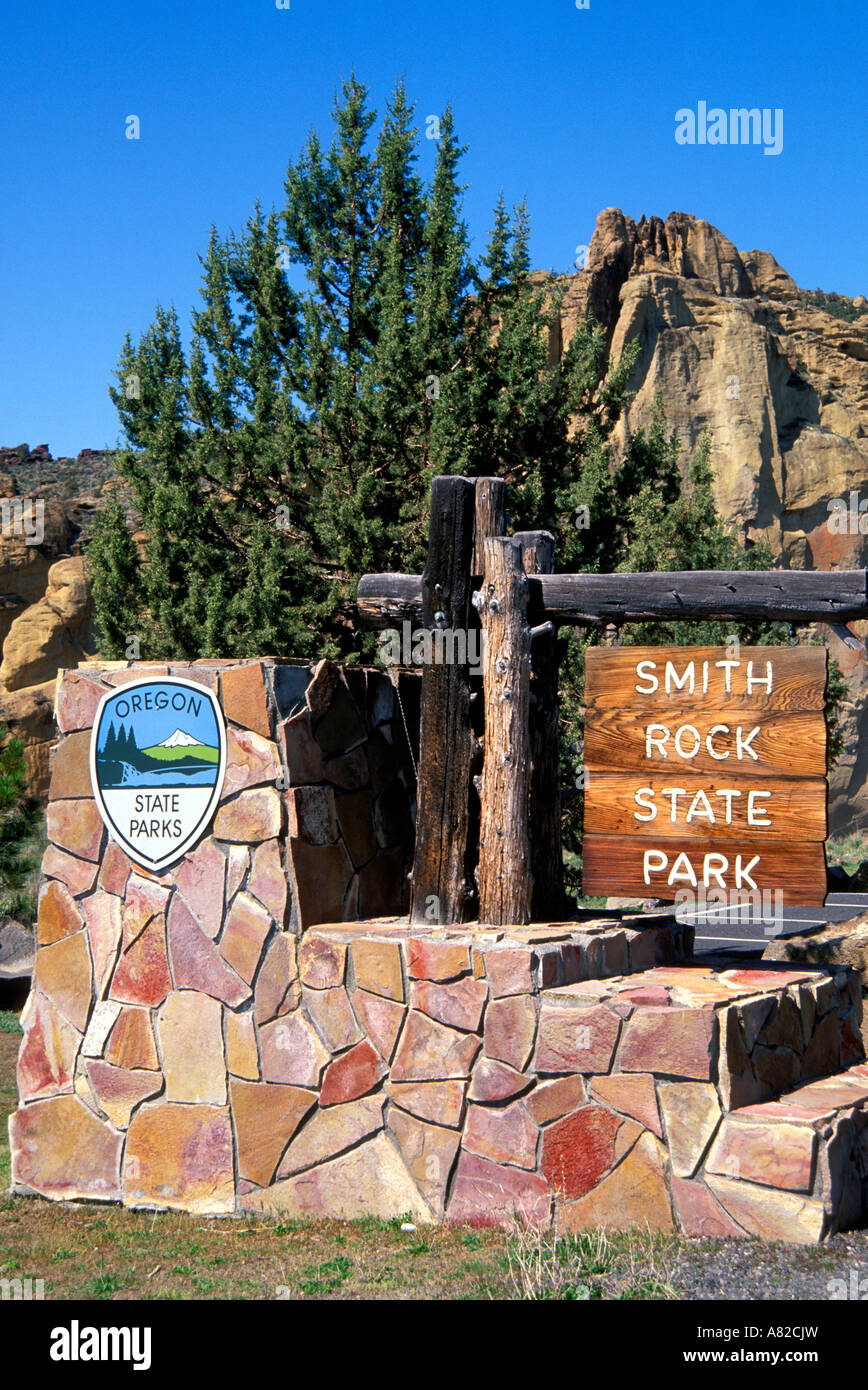 The entrance sign at Smith Rock with rock walls in background Smith ...