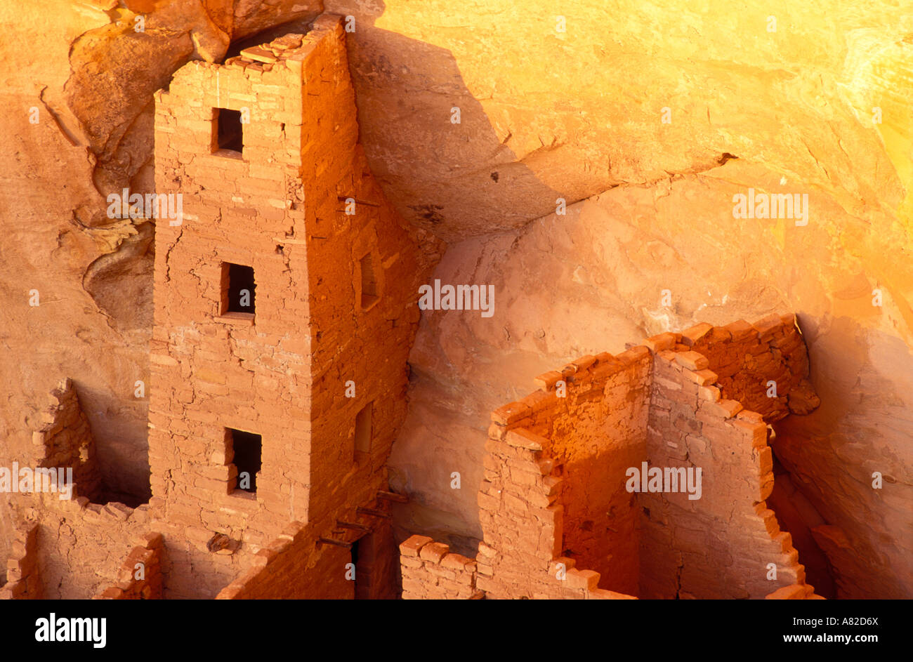 Evening light on Square Tower House Ruins Mesa Verde National Park ...