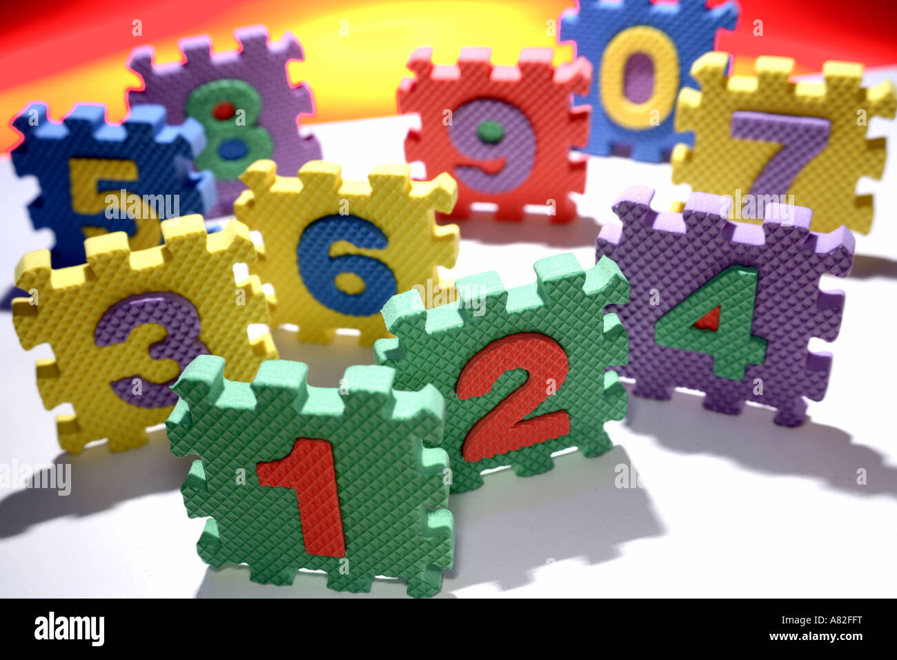 Number learning blocks Stock Photo - Alamy