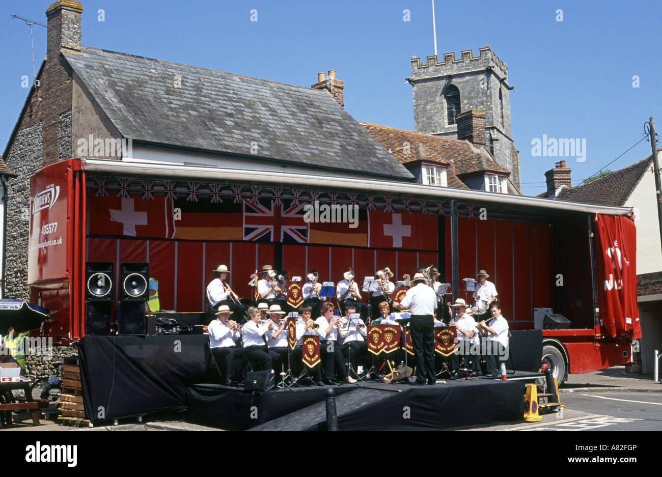 Wareham Town Band rehearse on the quay at Wareham prior to giving an ...