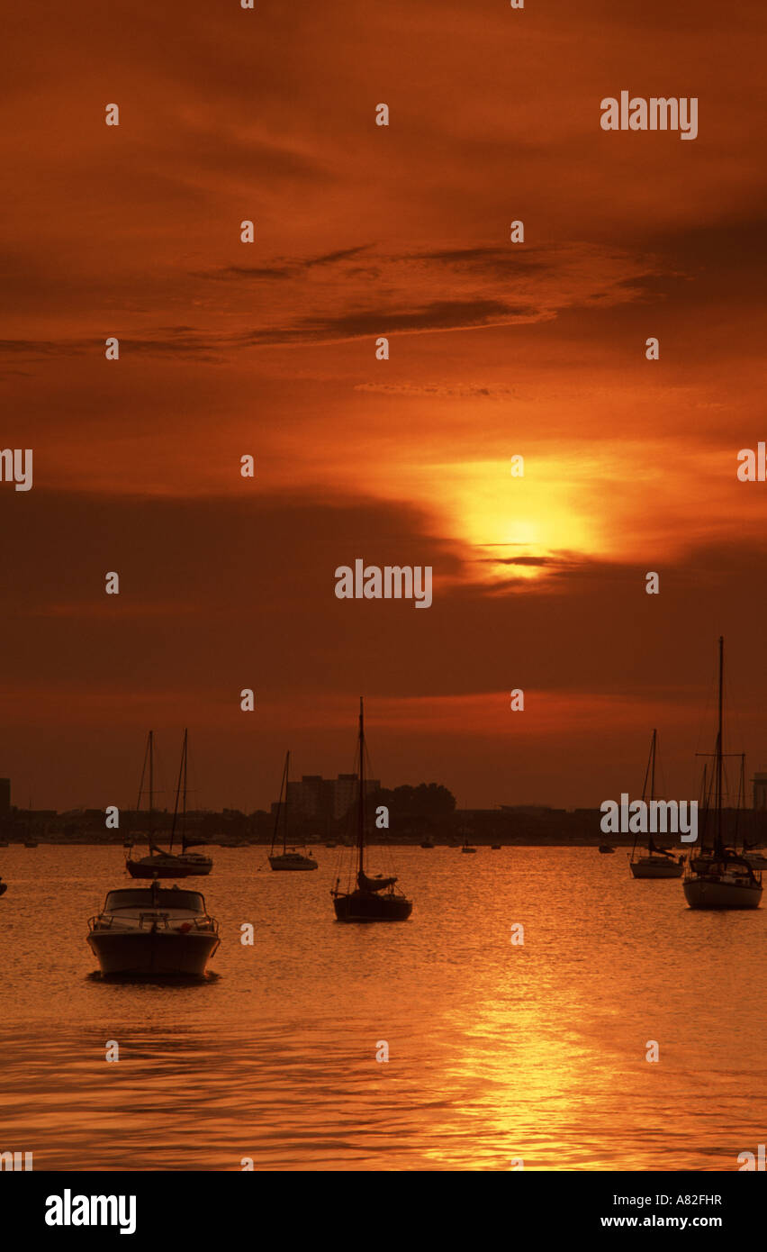 Sunset over Poole Harbour, Dorset Stock Photo - Alamy