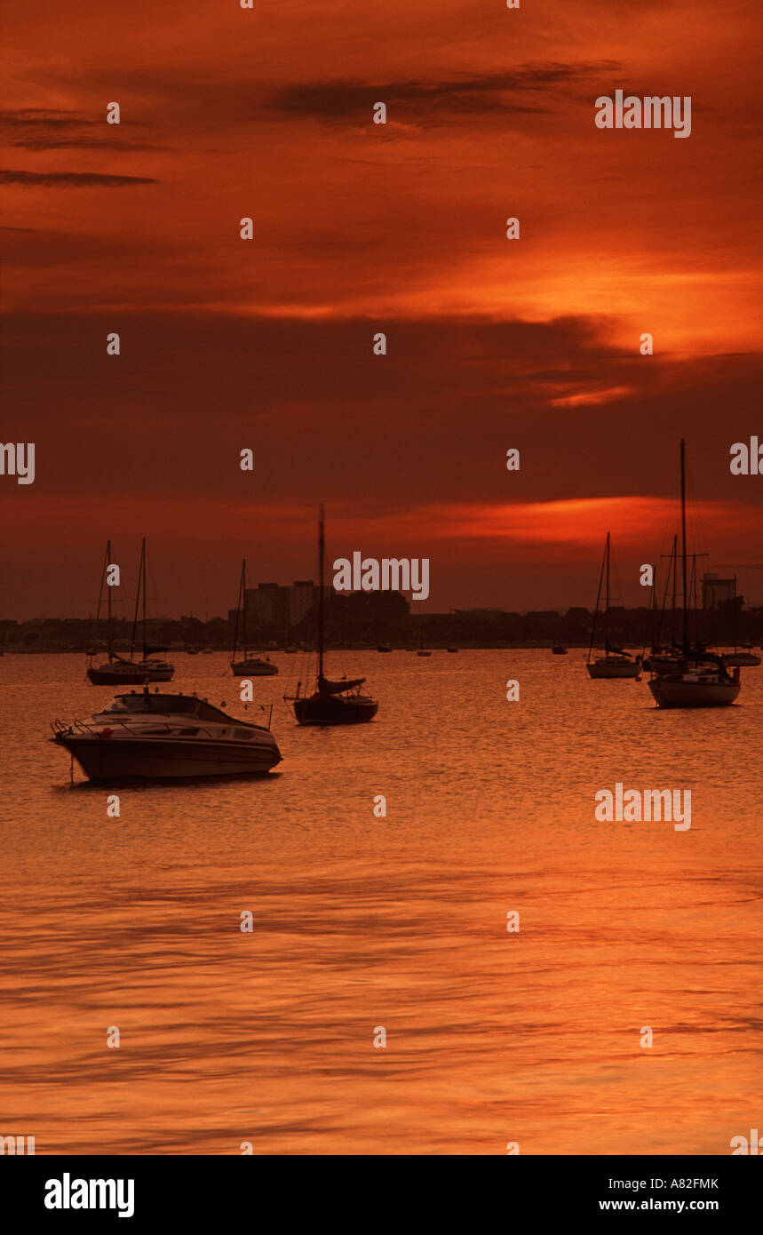Sunset over Poole Harbour, Dorset Stock Photo - Alamy