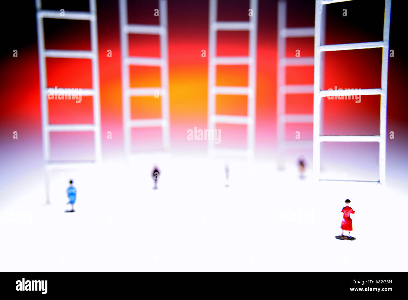 People and ladders Stock Photo - Alamy