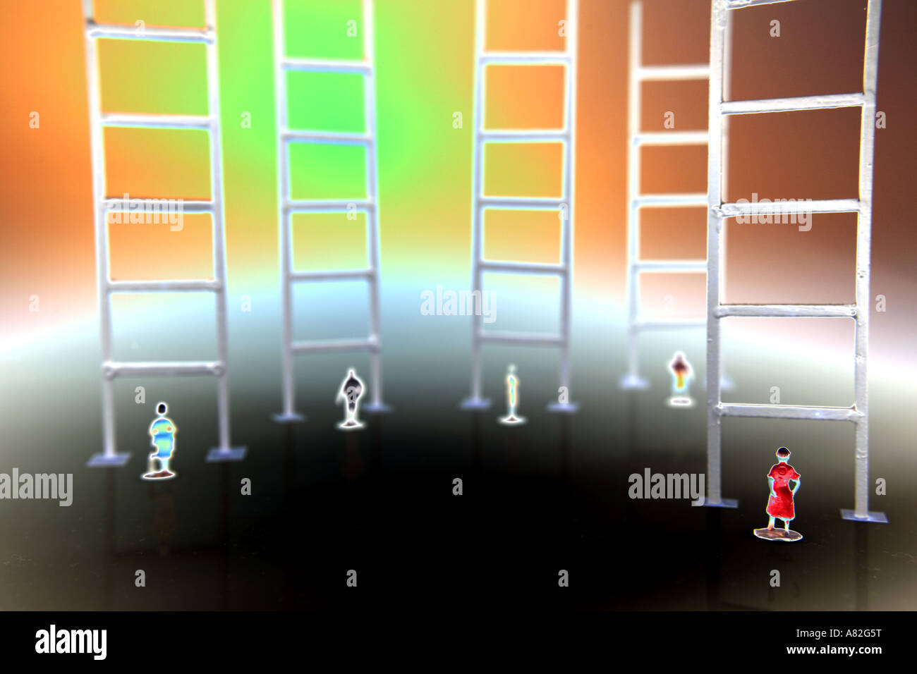 People and ladders Stock Photo - Alamy