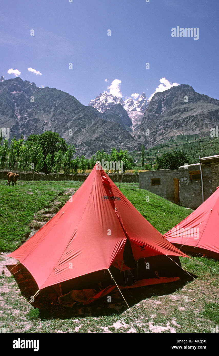 Pakistan Azad Kashmir Gulmit tents in Village Inn Stock Photo - Alamy
