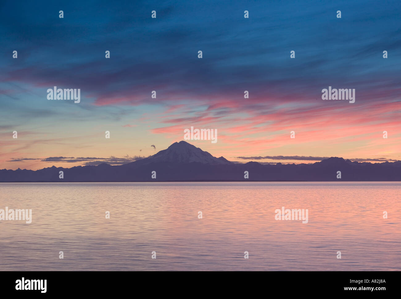 Redoubt volcano, Cook Inlet, Kenai Peninsula, Alaska, USA Stock Photo ...