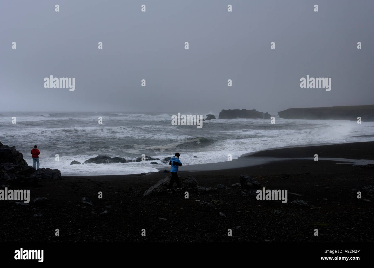 Bad weather and heavy sea near Hvalnes east coast of Iceland Stock ...