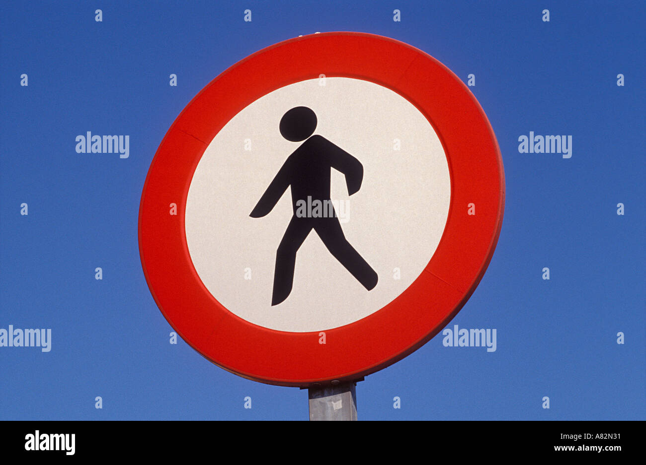 pedestrians prohibited road sign Stock Photo - Alamy