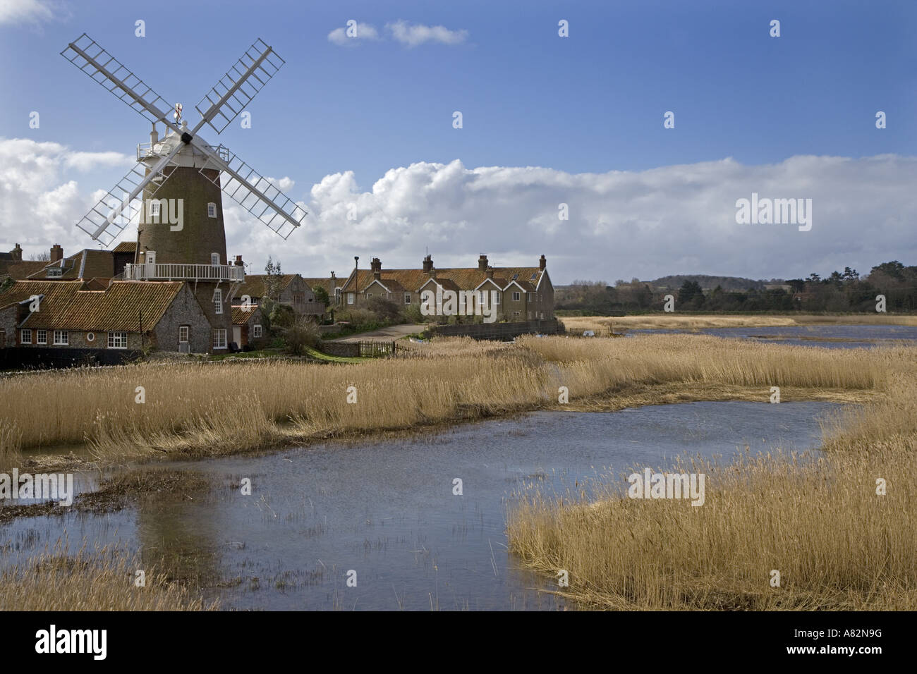 Cley windmill and Cley Marshes Nature Reserve on the North Norfolk ...