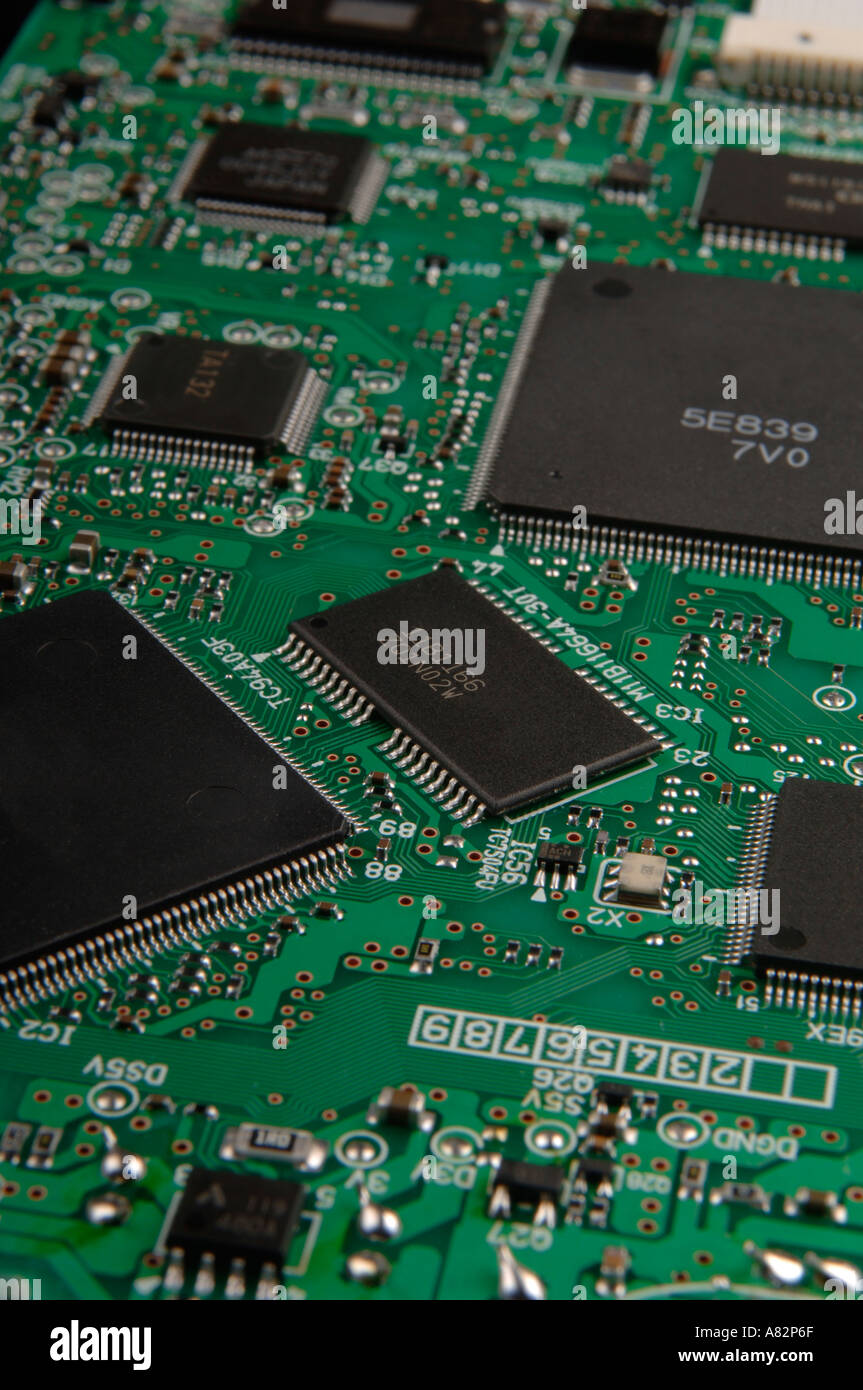 Printed circuit board showing micro processors Stock Photo - Alamy