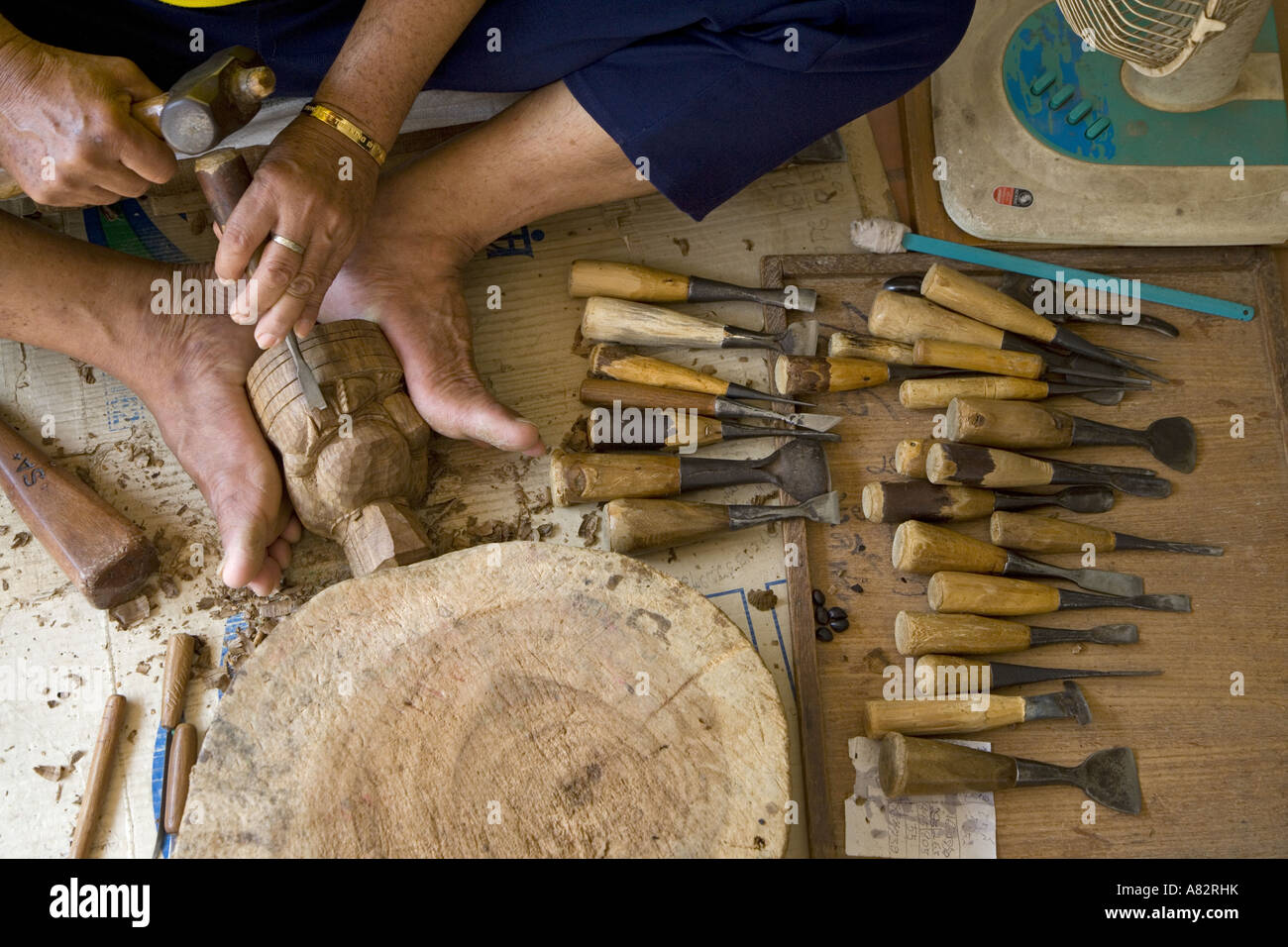 Wood Carver at Work Thailand Stock Photo - Alamy
