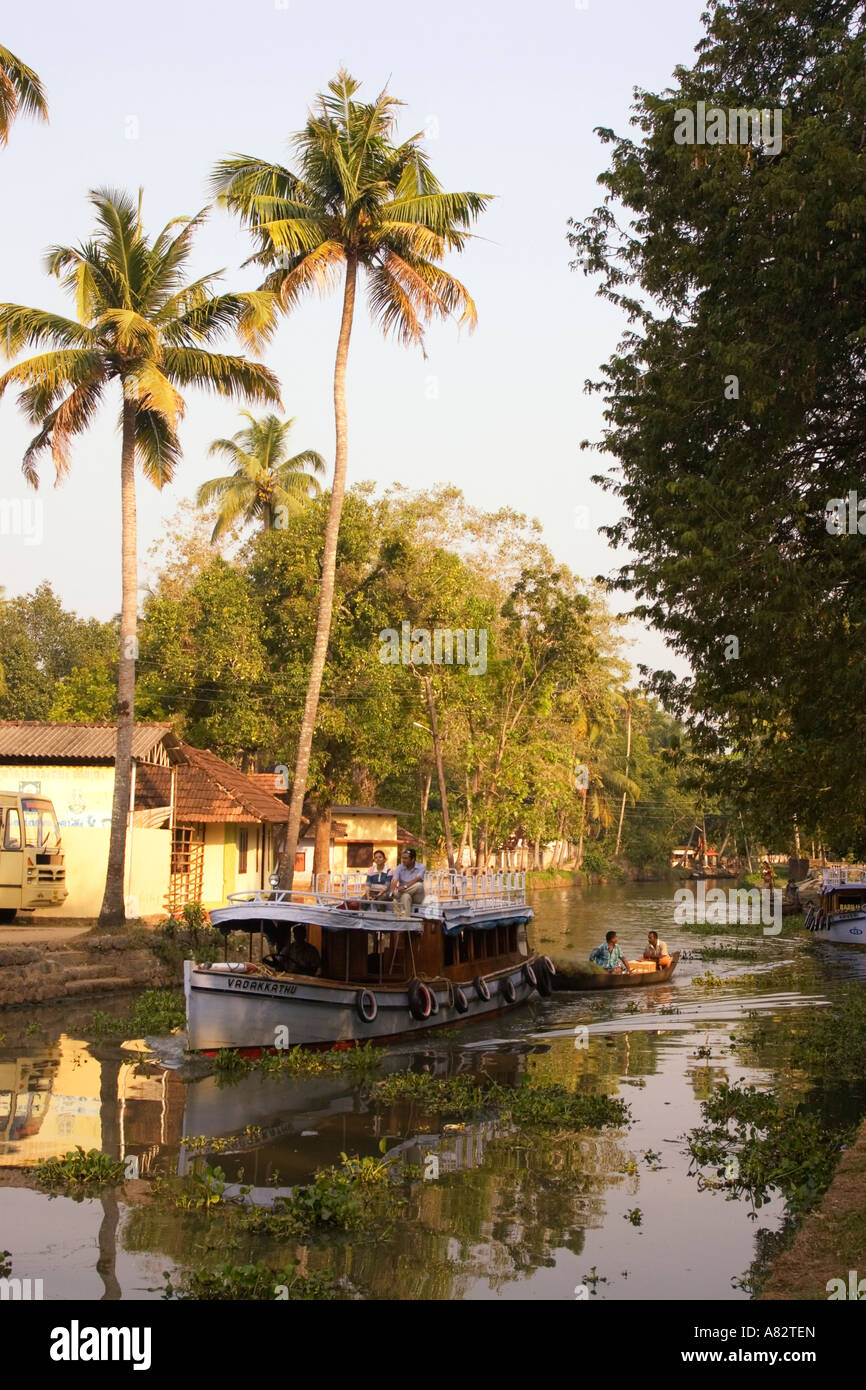 India Kerala backwater canal boat Stock Photo - Alamy