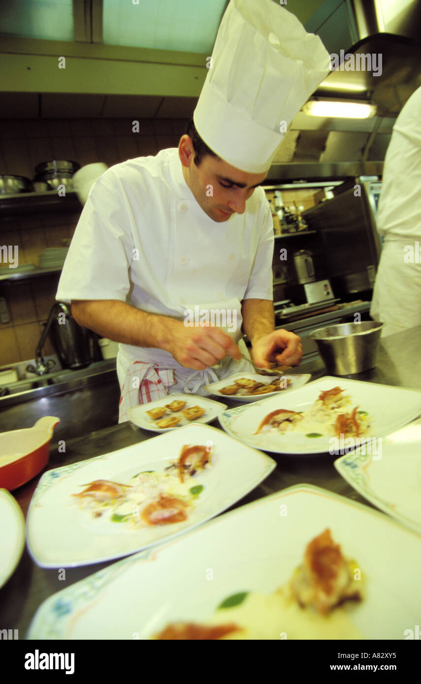 Belgium, Brussels, Comme Chez Soi restaurant, the kitchen Stock Photo ...