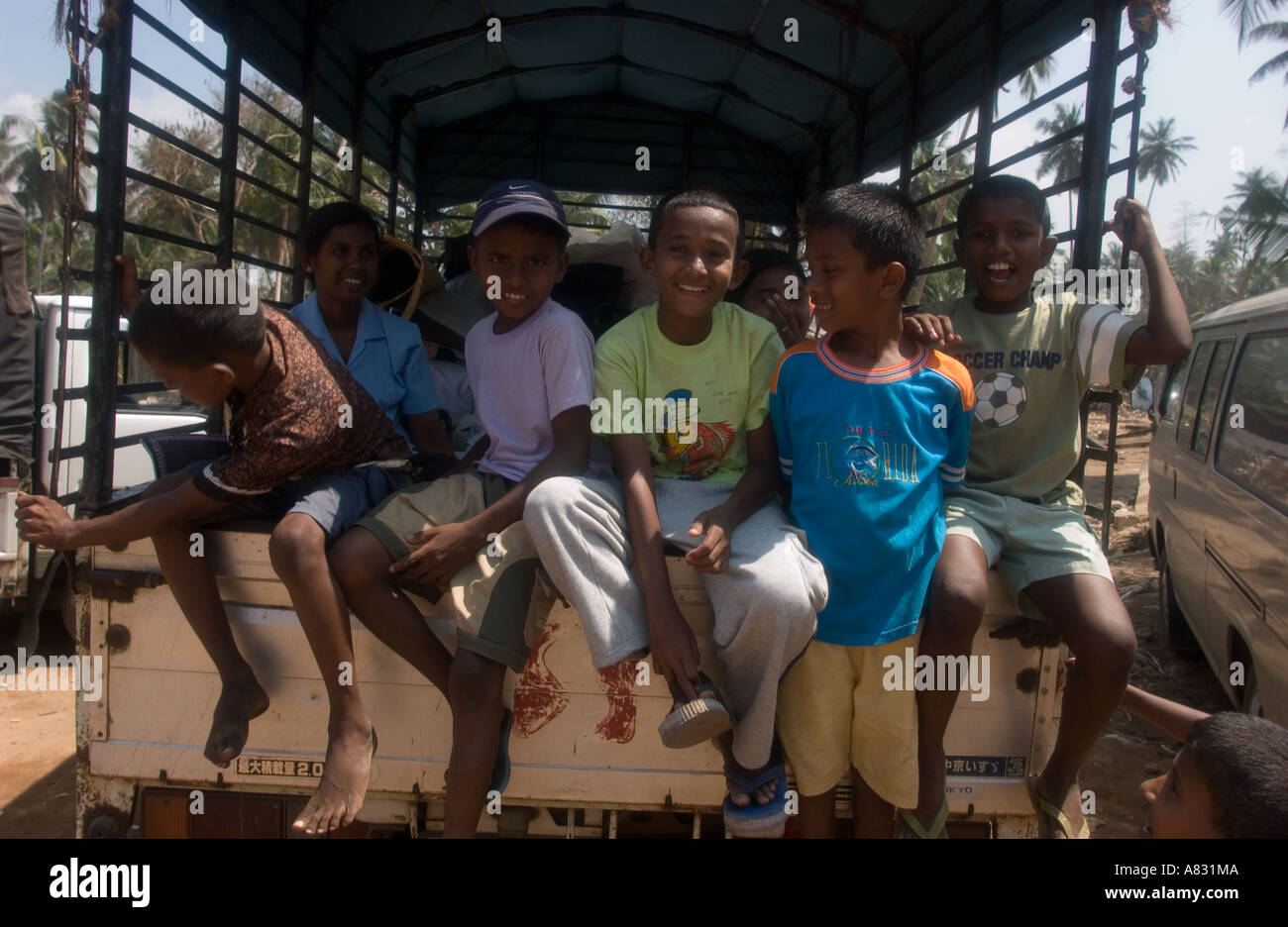 Children in the back of a truck, Telwatta, near Galle Sri Lanka ©Mark ...