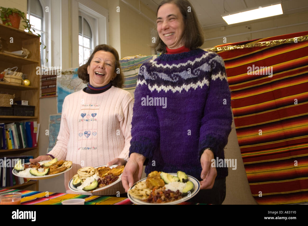 Women With Two Plates Of Food