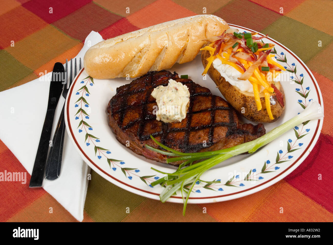 entree of steak and potato Stock Photo - Alamy