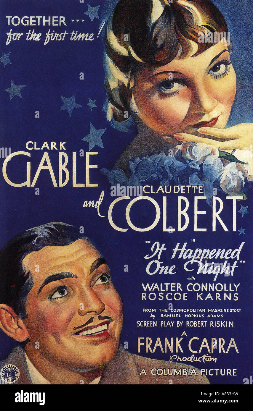 IT HAPPENED ONE NIGHT - poster for 1934 Columbia film with Clark Gable ...
