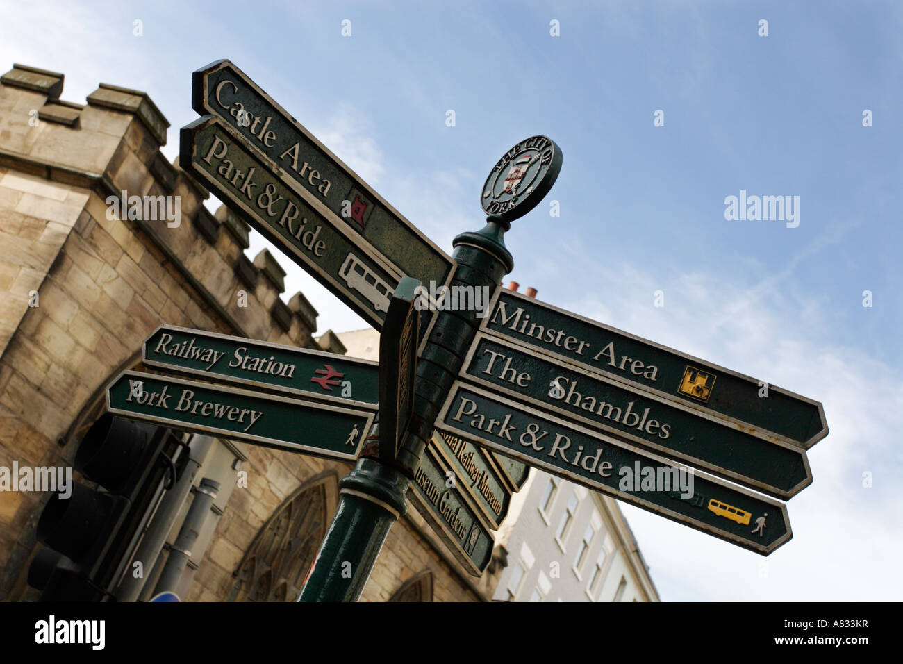 Tourist attraction direction sign in York, England Stock Photo - Alamy