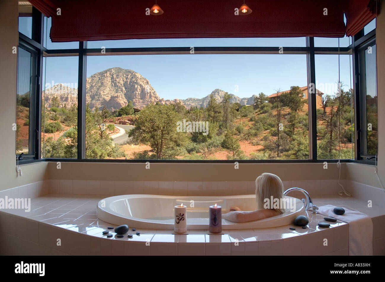 Woman enjoying herself at spa at Sedona Rouge Hotel Sedona Arizona USA ...
