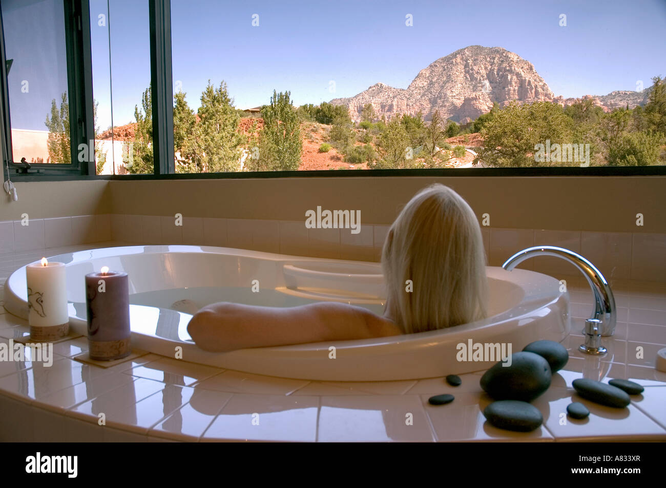 Woman enjoying herself at spa at Sedona Rouge Hotel Sedona Arizona USA ...