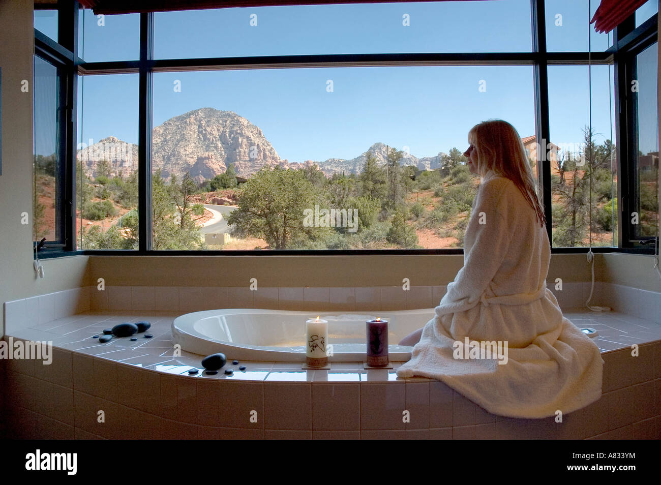 Woman enjoying herself at spa at Sedona Rouge Hotel Sedona Arizona USA ...