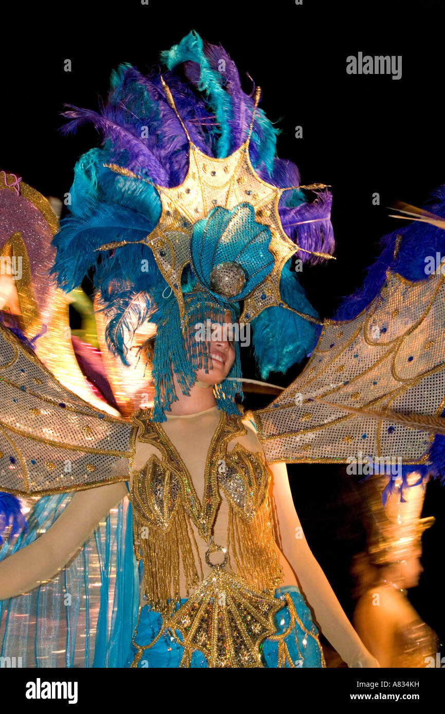 Woman in costume in parade during Carnival Cozumel Mexico Stock Photo ...