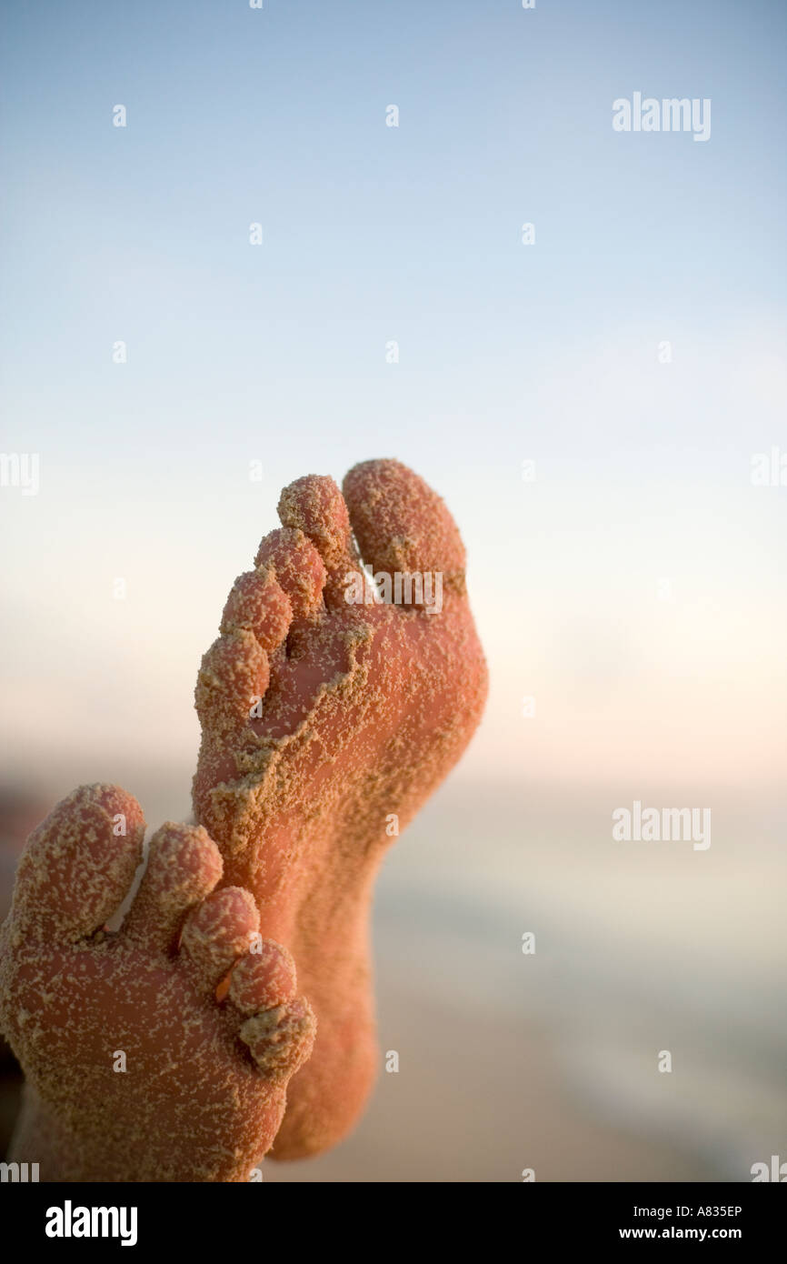 Sandy feet and toes on Conch Tree Beach near Palencar Beach west side ...