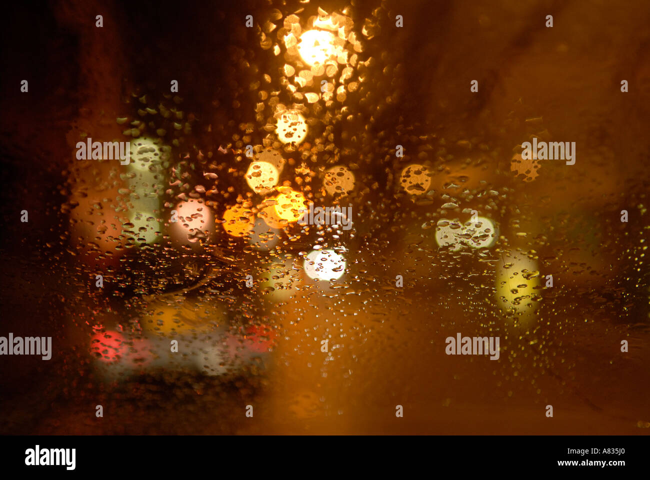 Rain through a car windscreen at night Stock Photo - Alamy