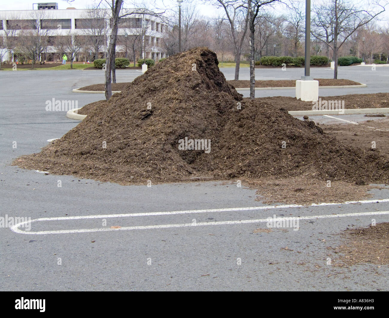 Mulch piled up and waiting to be used Stock Photo - Alamy