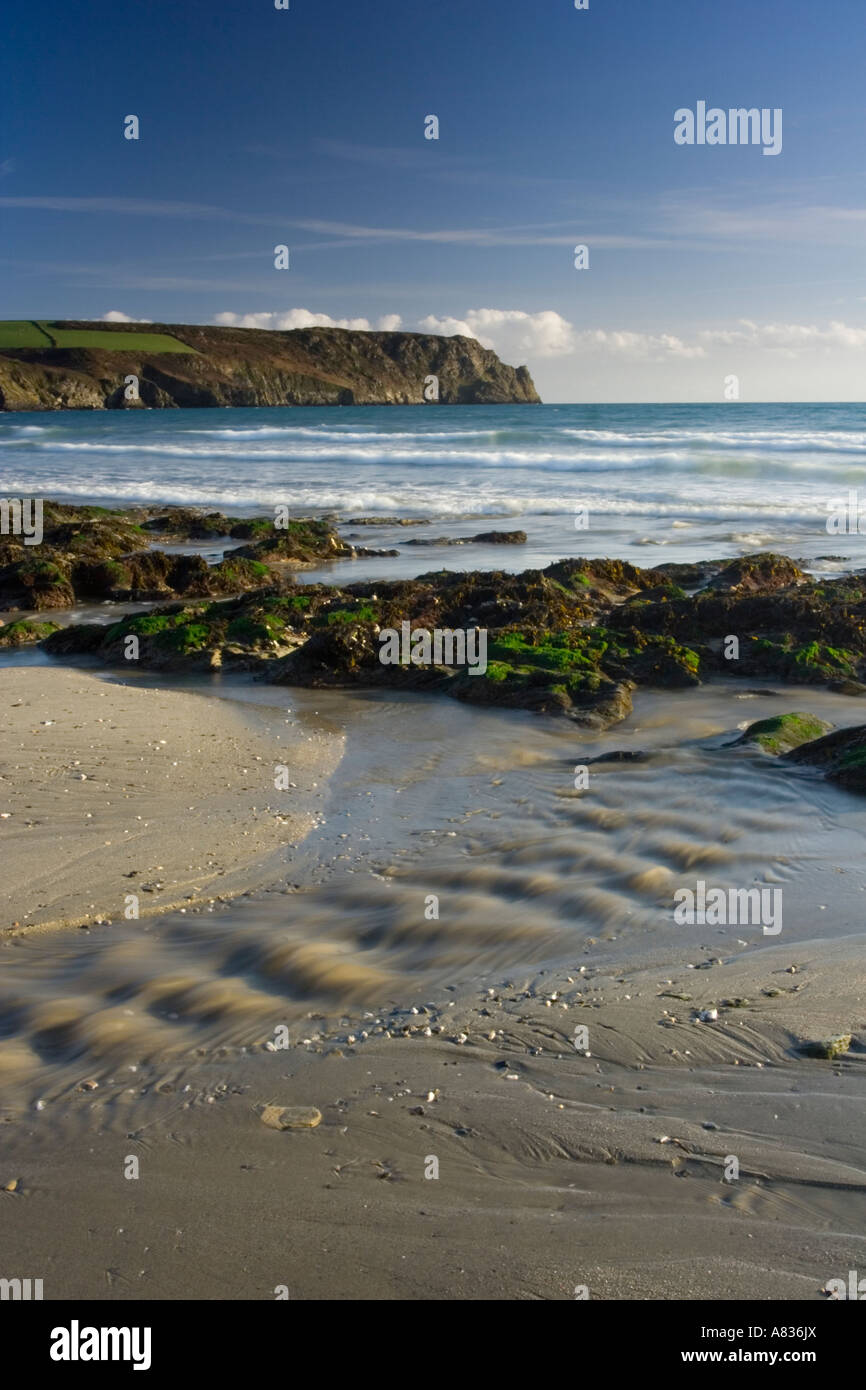 Carne Beach on the Roseland Peninsula Cornwall UK with Nare Head in the ...