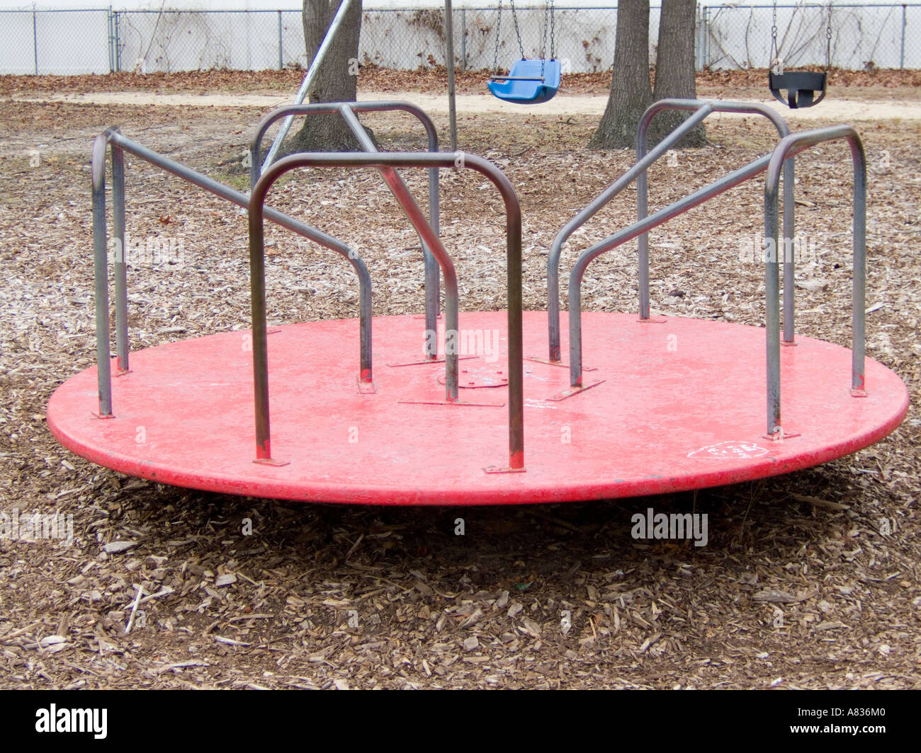 Empty Roundabout in Playground Stock Photo - Alamy