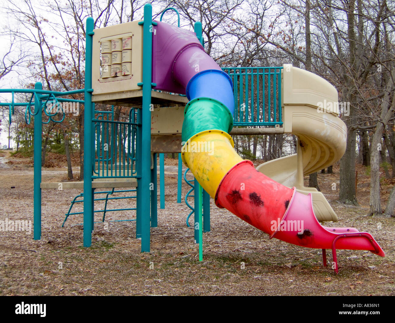 Childrens slide in playground Stock Photo - Alamy