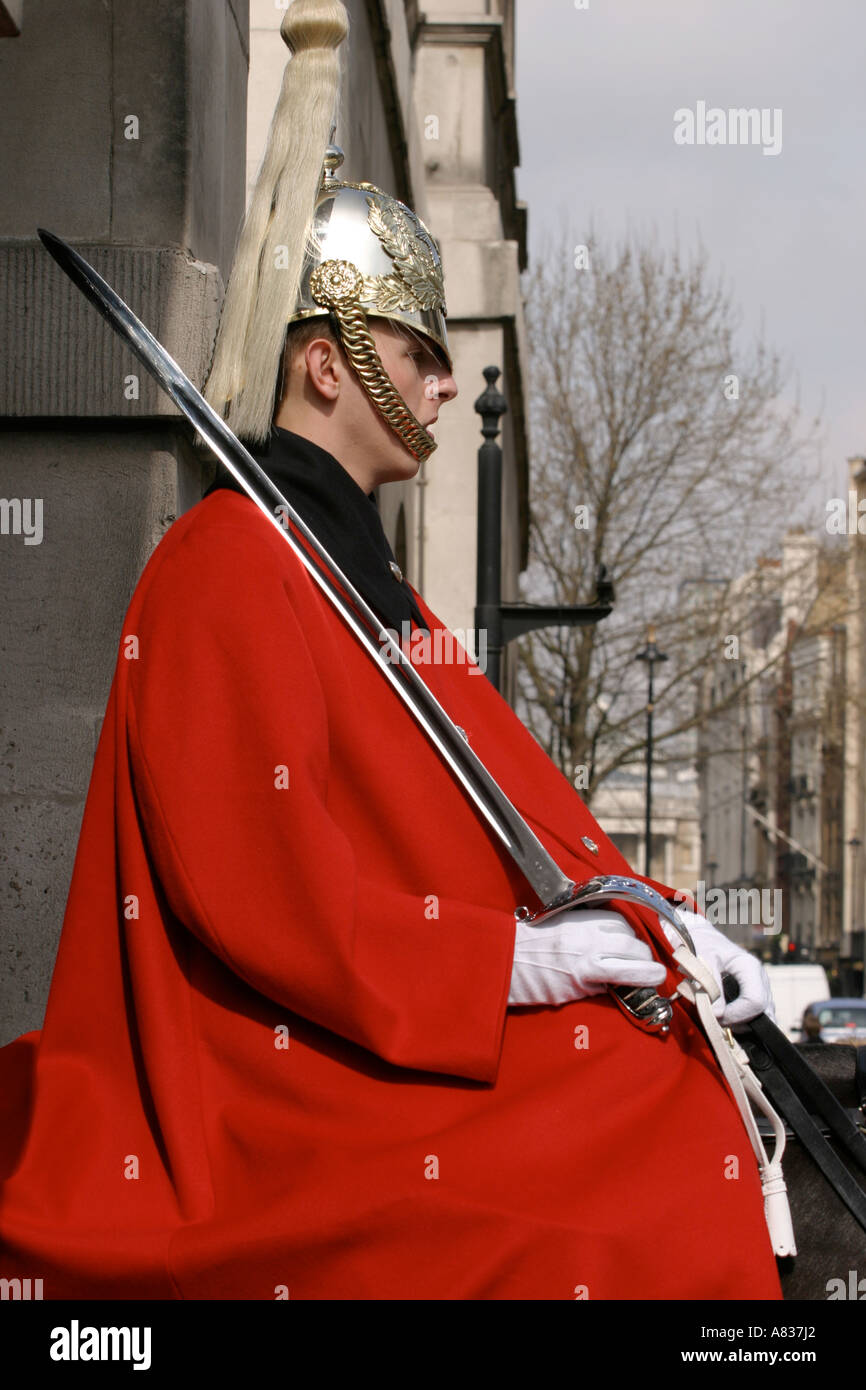 Mounted guardsmen from the Life Guards Regiment which is part of the ...