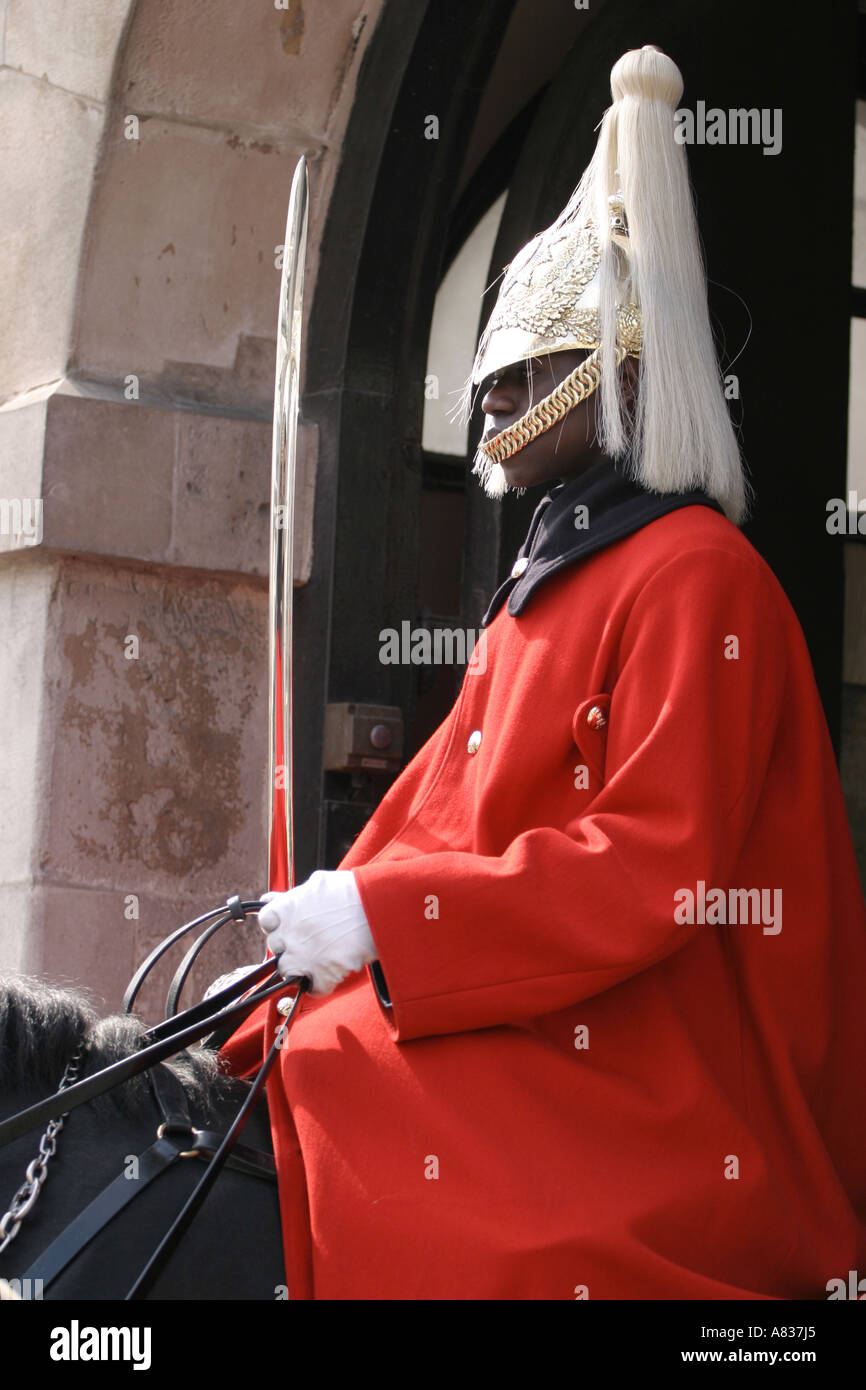 Mounted guardsmen from the Life Guards Regiment which is part of the ...