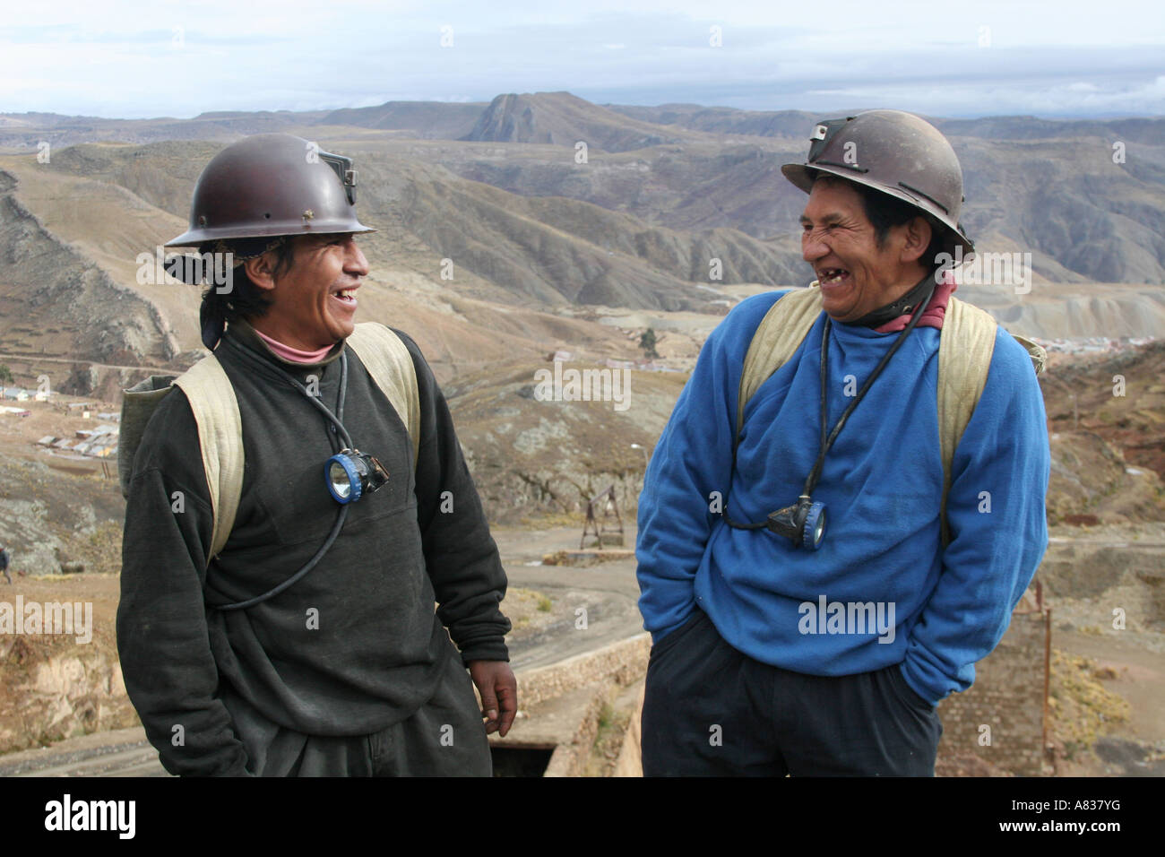 Two miners smiling Stock Photo - Alamy