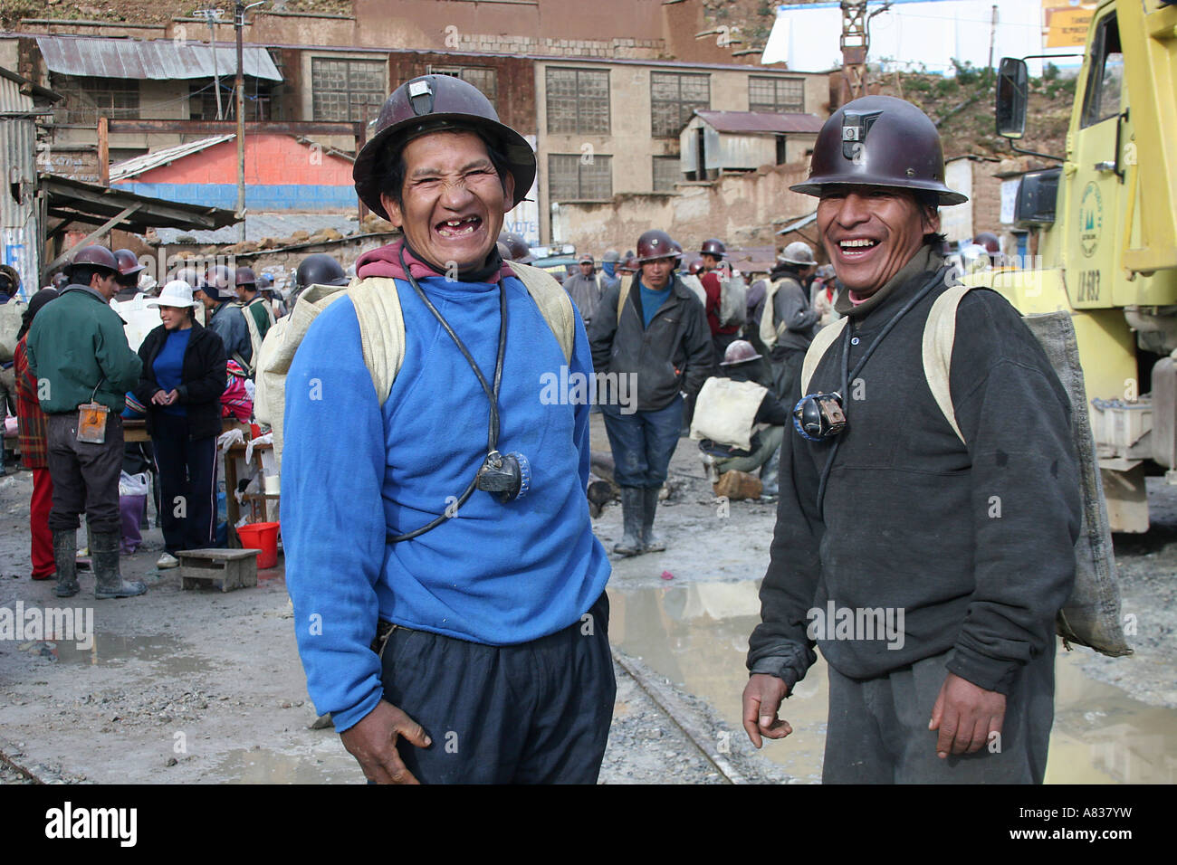 Two miners smiling Stock Photo - Alamy