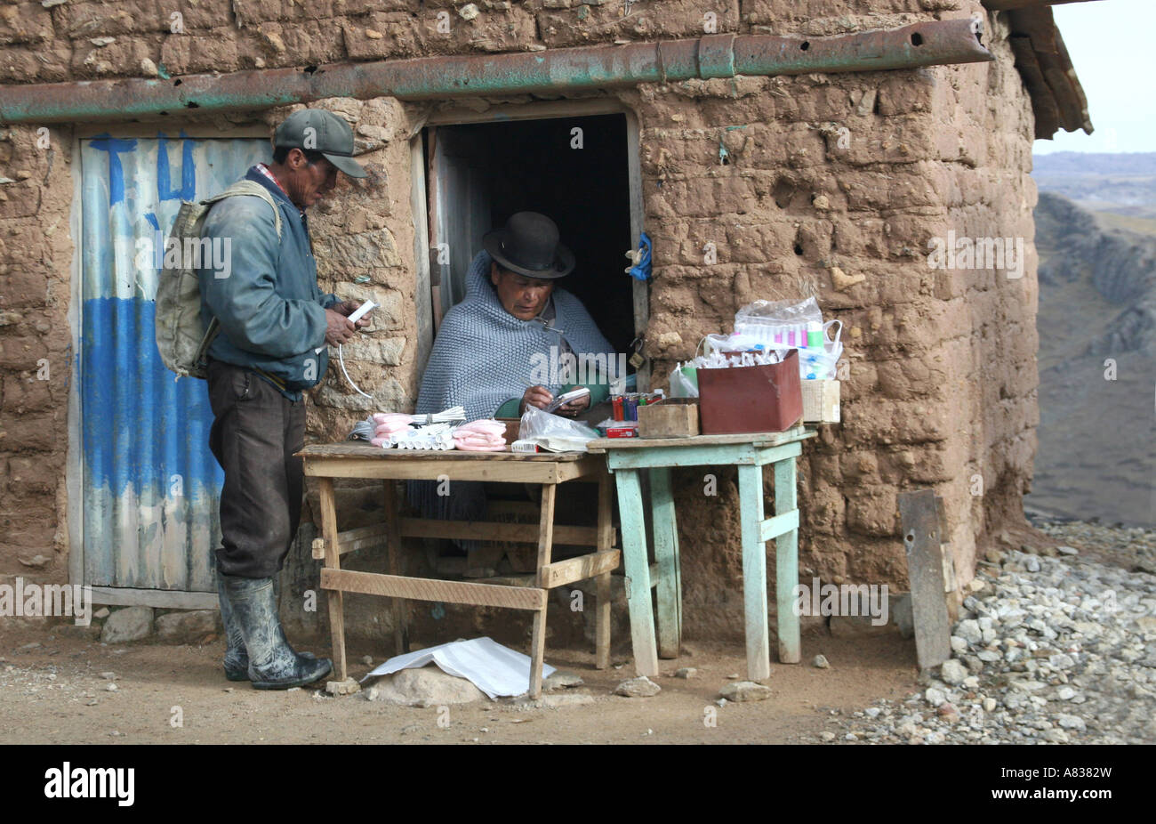 Miner buying dynamite in Siglo XX, Potosi, Bolivia Stock Photo - Alamy