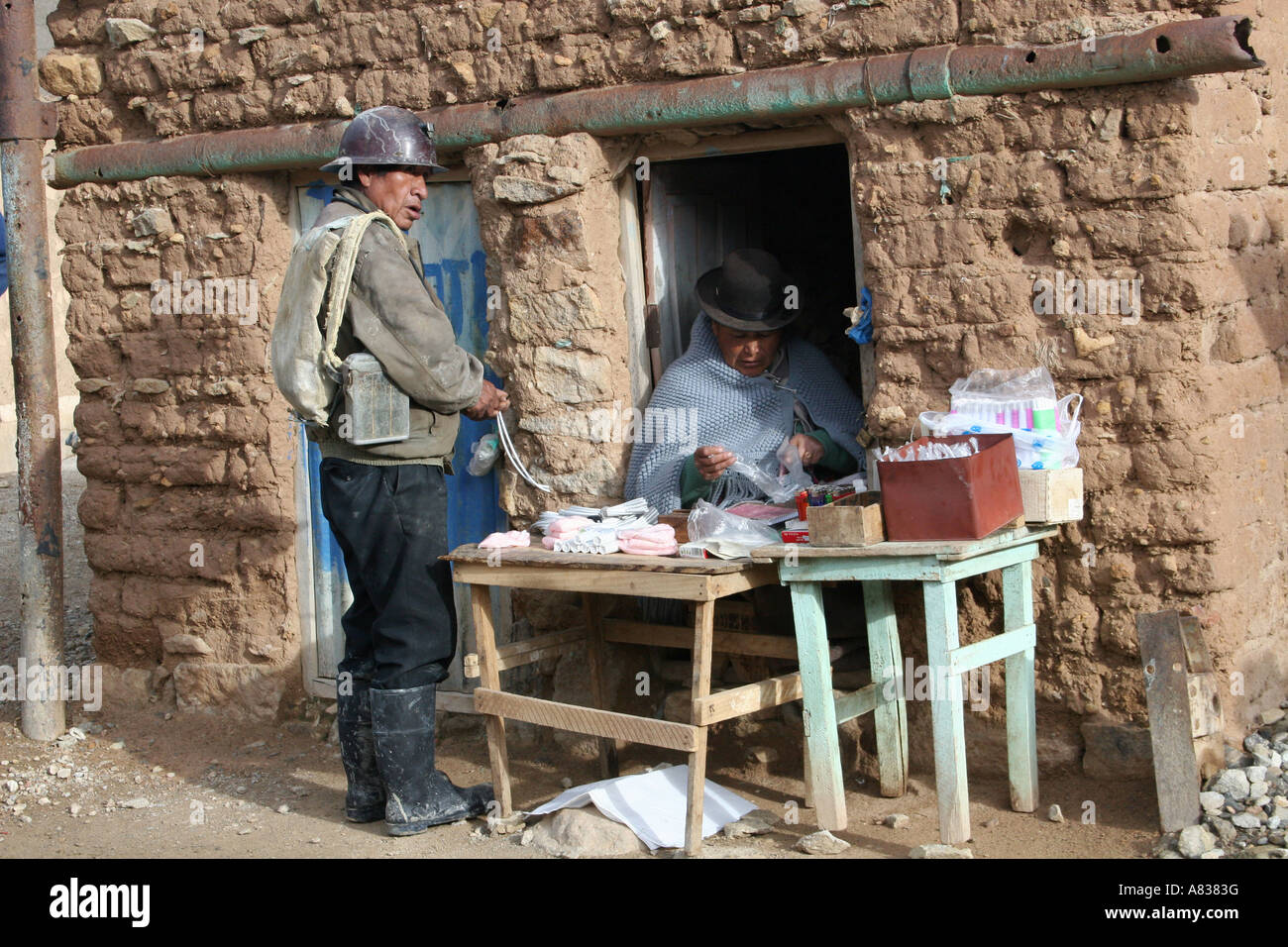 Miner buying dynamite in Siglo XX, Potosi, Bolivia Stock Photo - Alamy