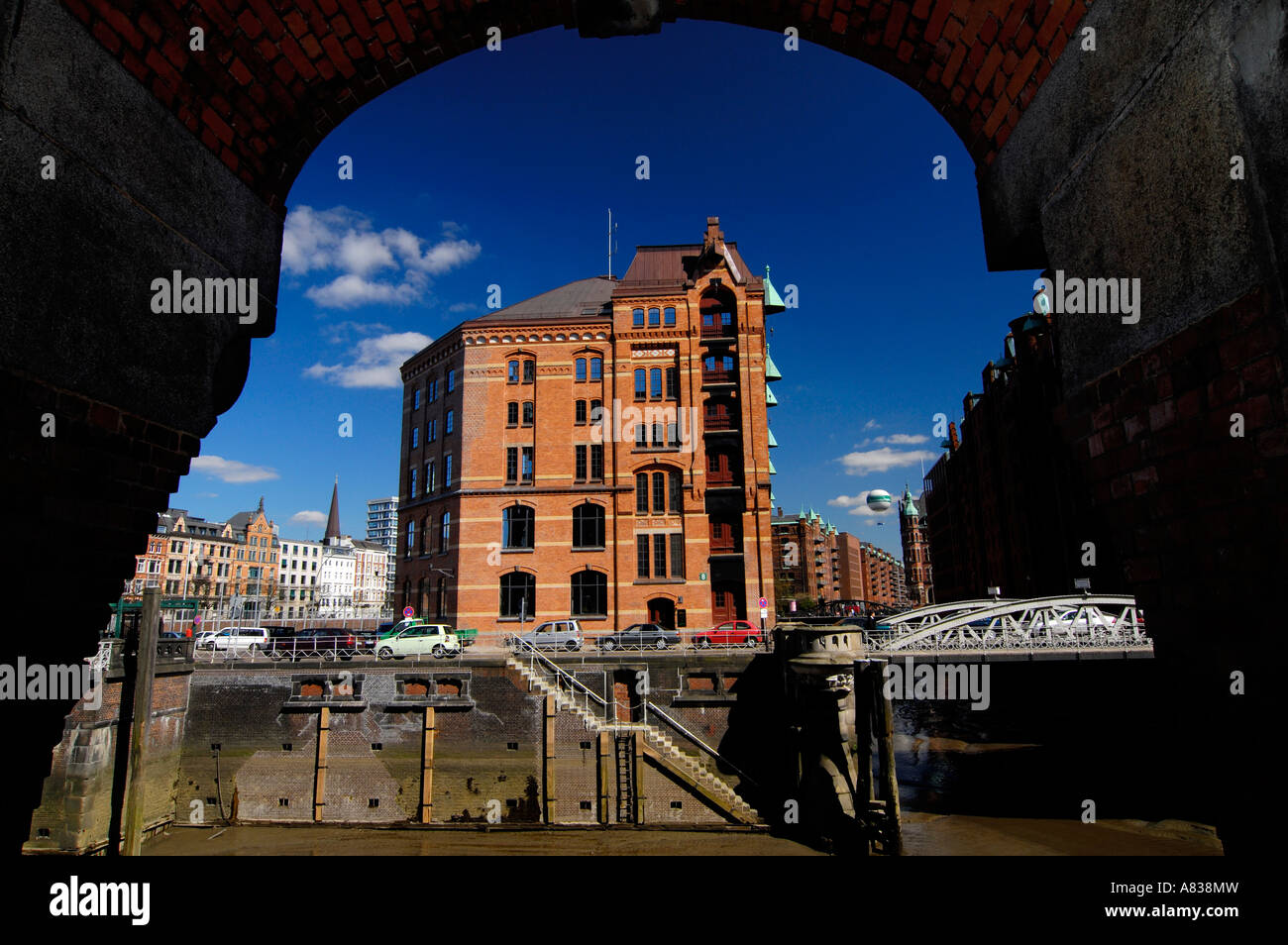 Historic warehouse in the warehouse city in Hamburg, Germany, Europe ...
