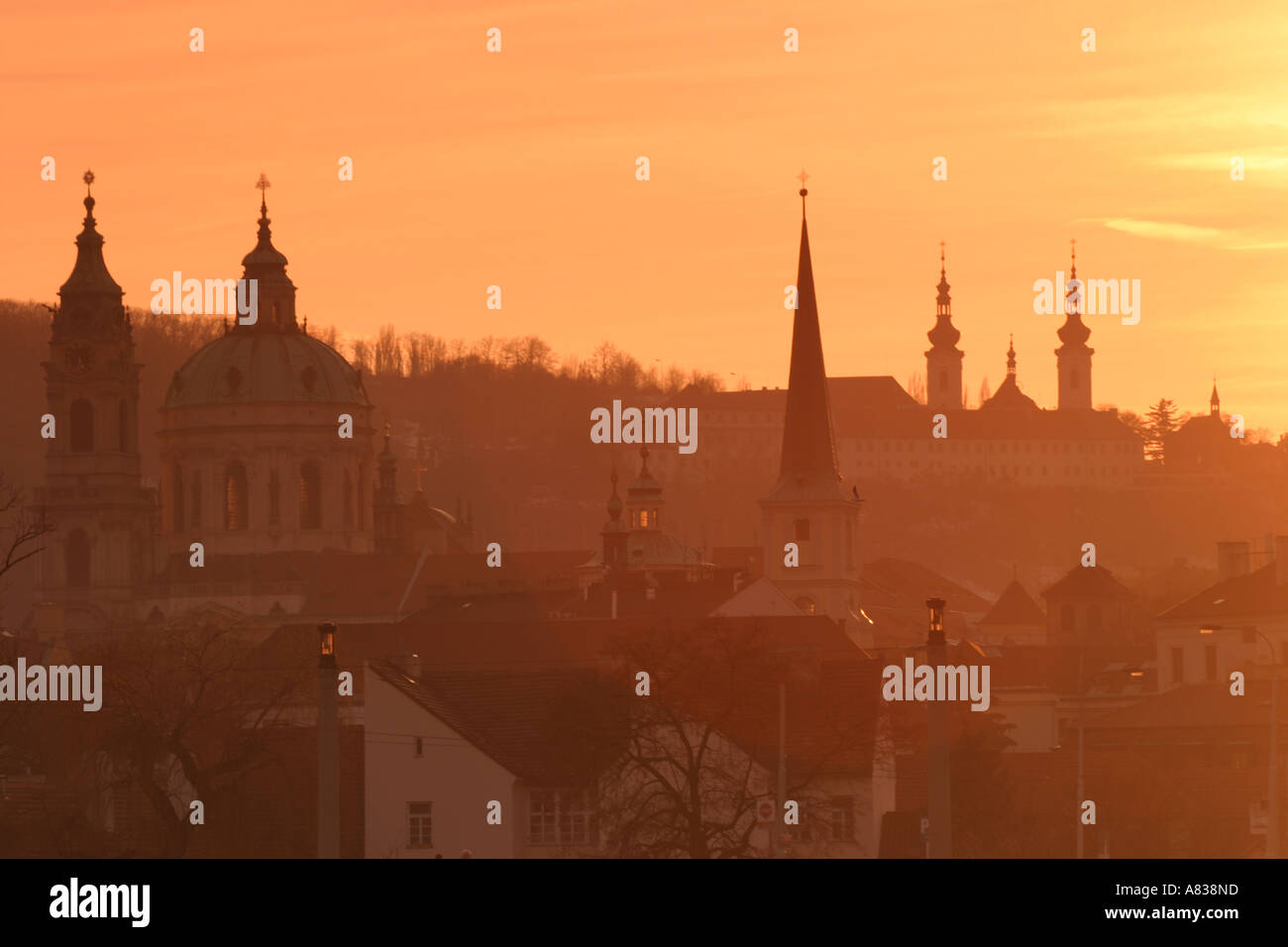 Prague skyline at sunset hi-res stock photography and images - Alamy