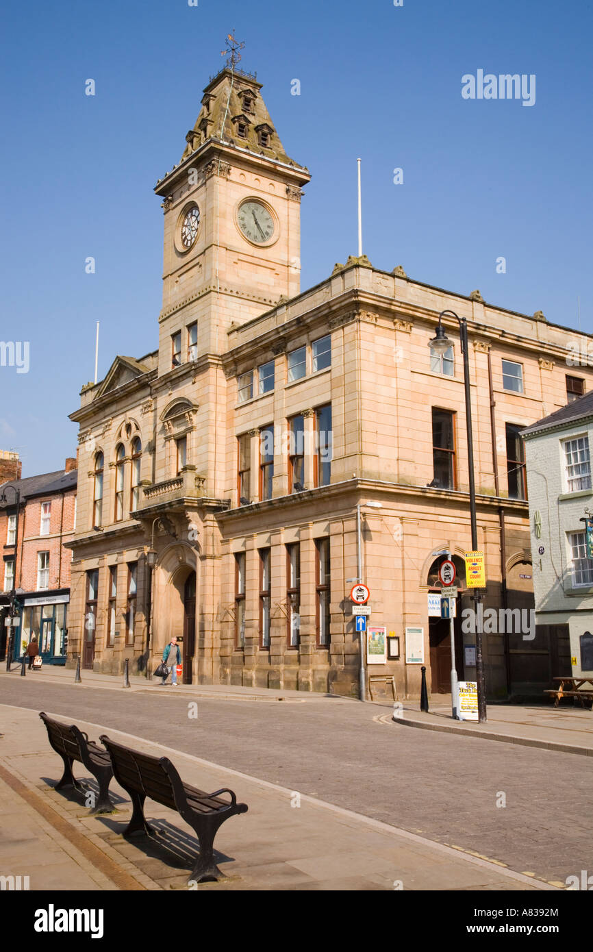 Welshpool Powys Mid Wales UK Town hall 1874 with clock tower and indoor ...