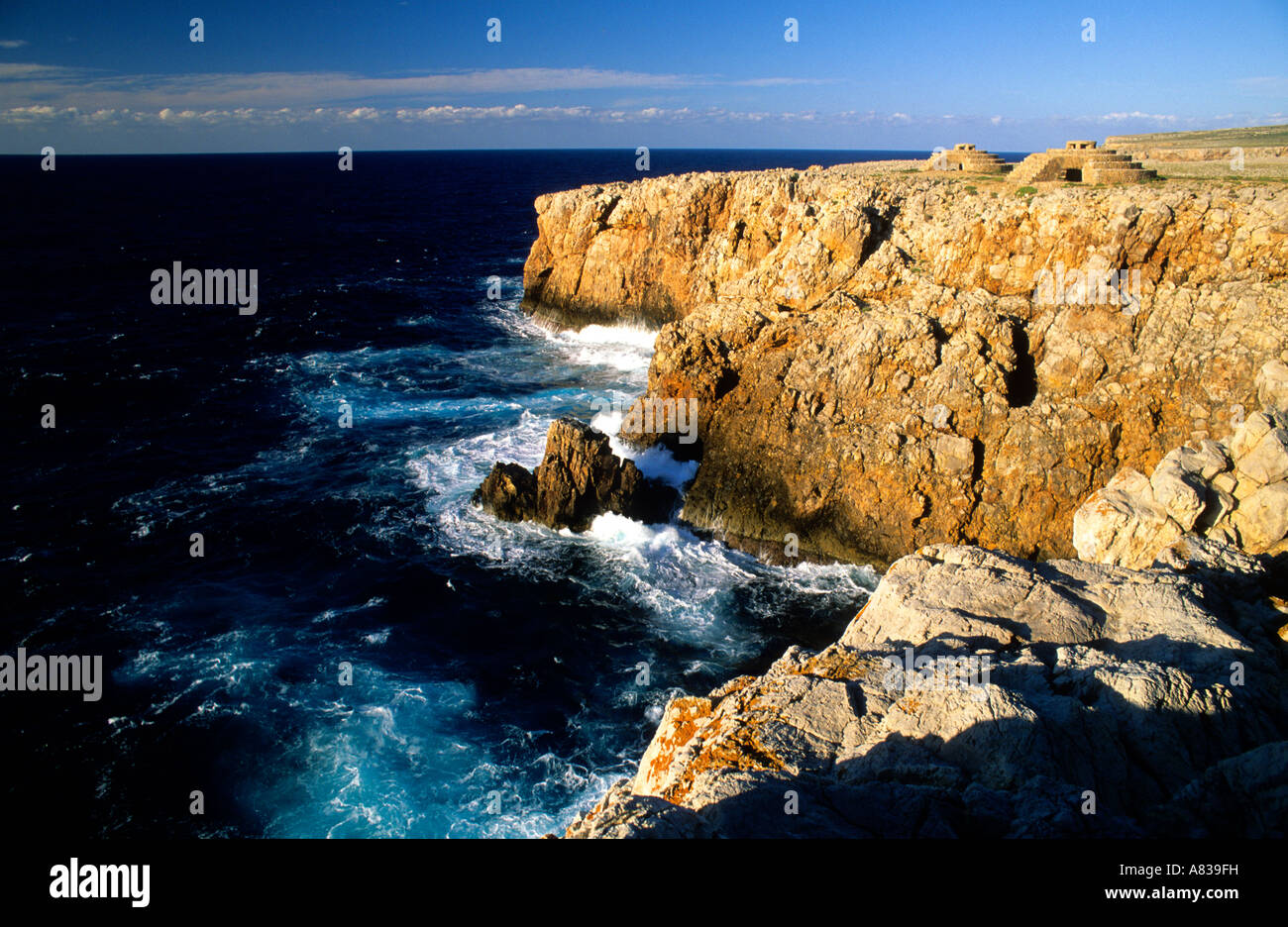 Cliffs in Punta Nati Minorca Balearic islands Spain Stock Photo - Alamy