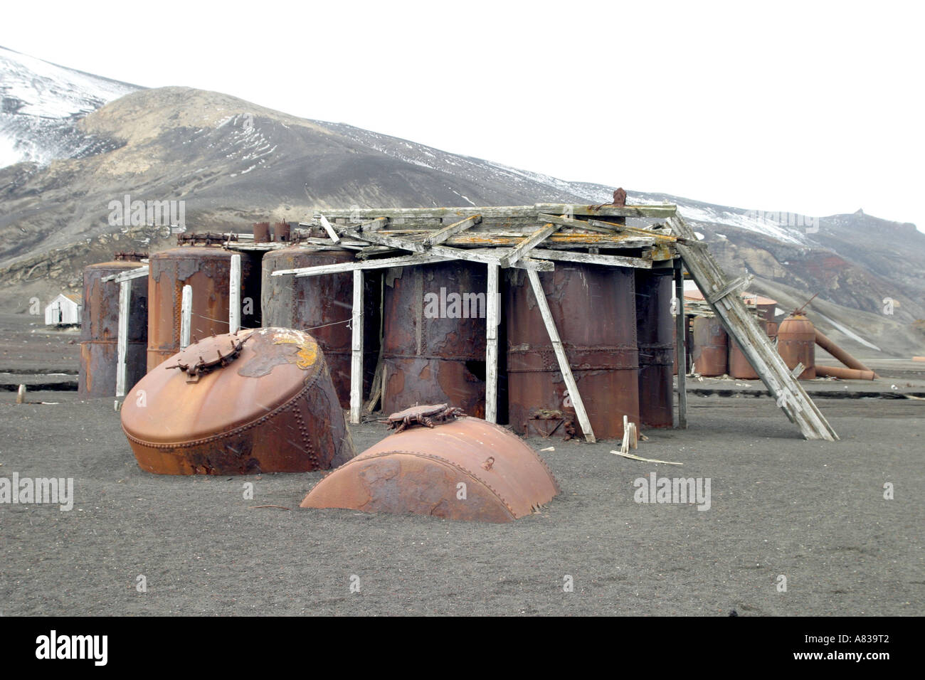 Remains of the first land based whale processing plant in Antarctica at ...