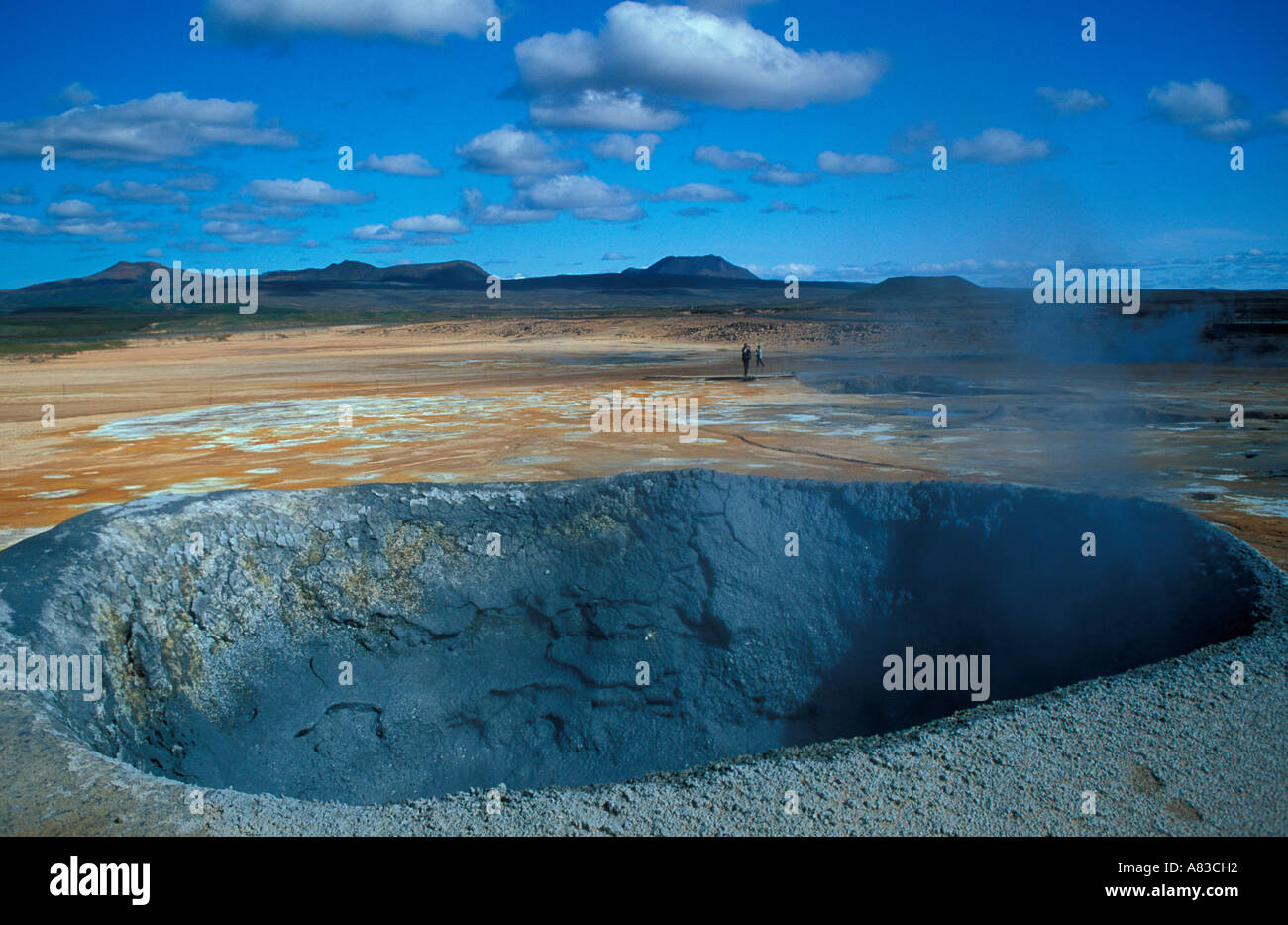 Geothermal fields with sulphur and mudpits at Namafjall Hverir Iceland ...