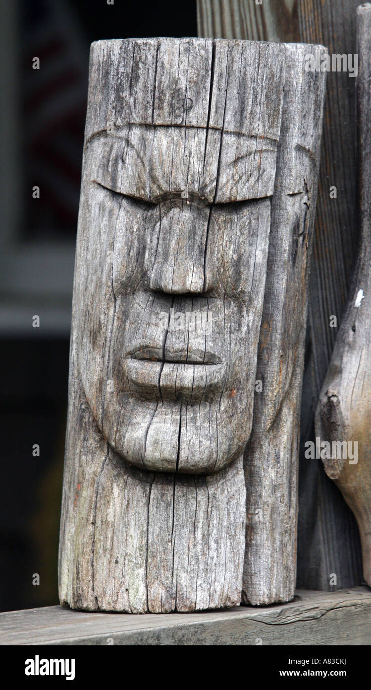A wood carving of a face Stock Photo - Alamy