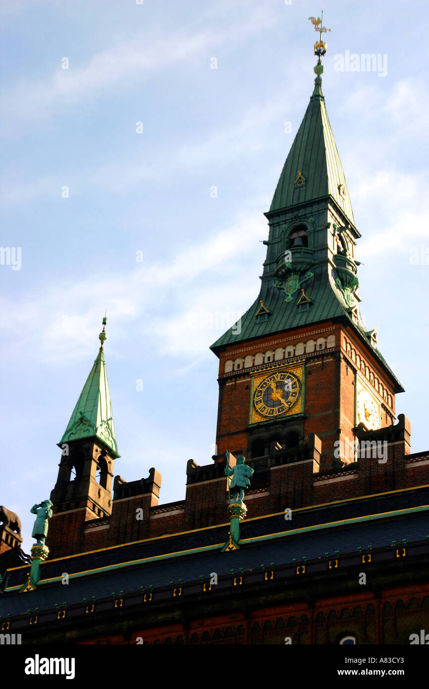 The clock tower of the Radhus (City Hall) in Copenhagen Denmark Stock ...