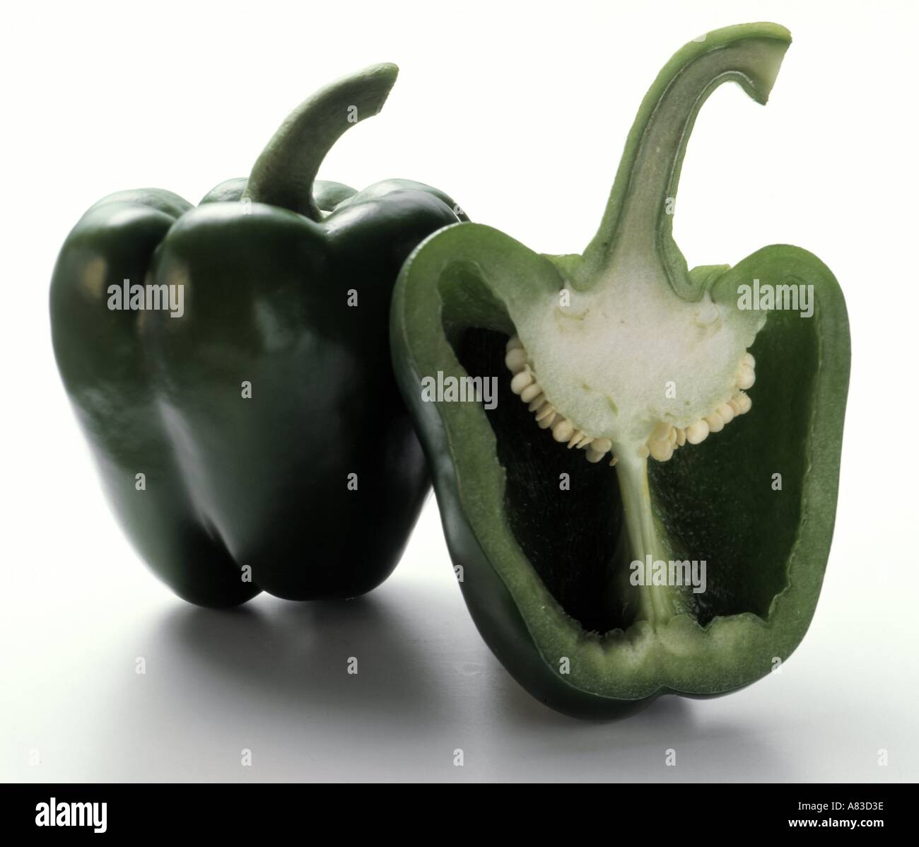 A Whole and a Half of a Green Bell Pepper Stock Photo - Alamy
