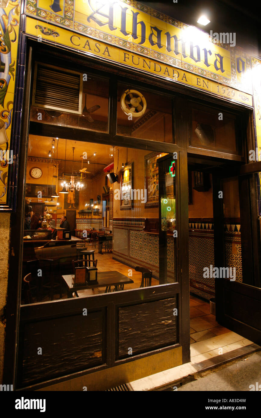 Bar Night scene Restaurant Madrid Spain Stock Photo - Alamy