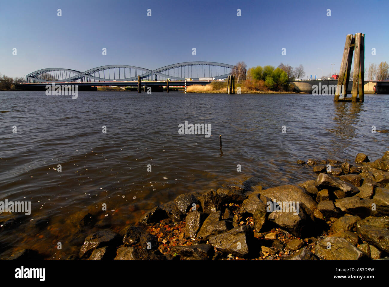 The Elbe bridges crossing the North Elbe Stock Photo - Alamy